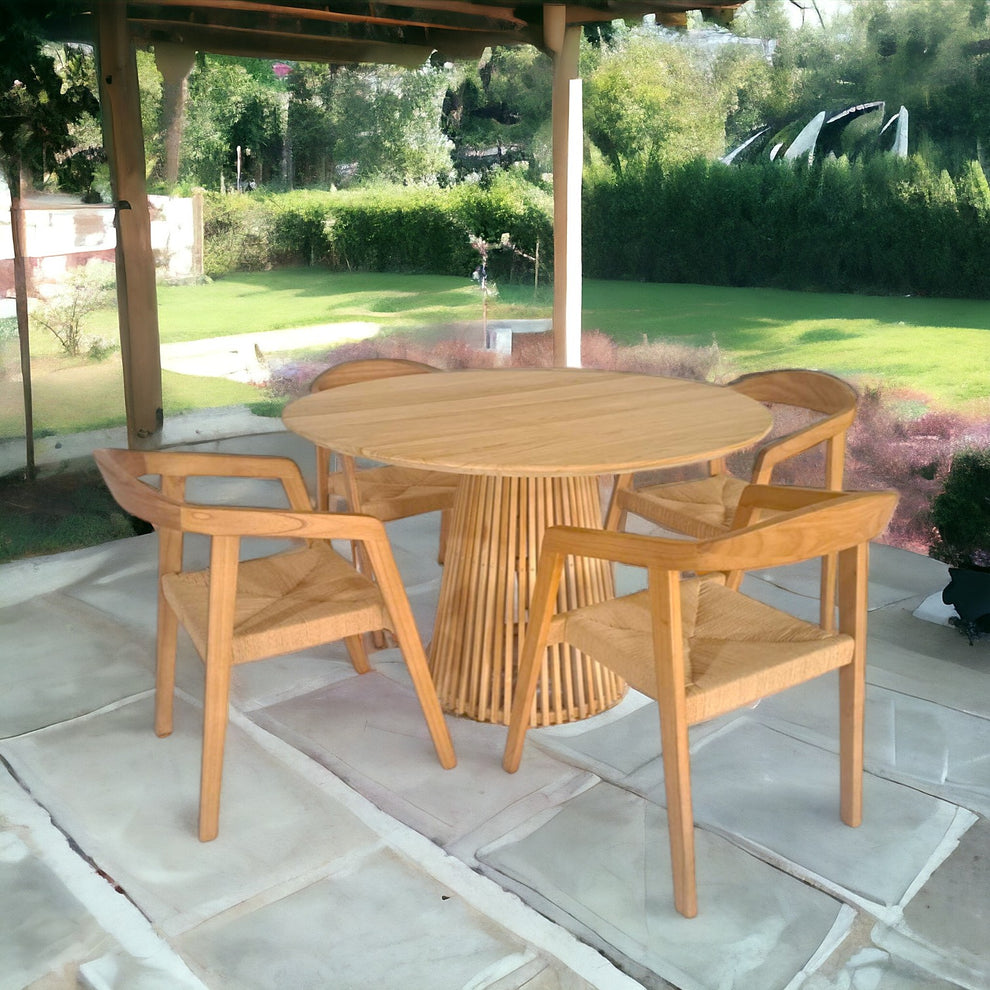 KEDIRI + SEMARANG Outdoor Dining Set | Teak Wood Dining Round Table wi ...